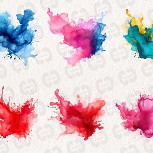 Colorful Watercolor Splash Clipart, Color Splash PNG, Paint Splatter ...