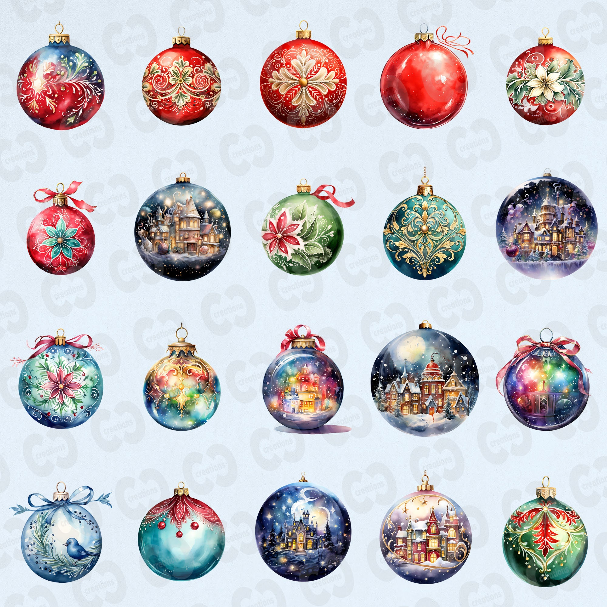 Christmas Ball Clipart Bundle, Cozy Xmas Balls Graphics in PNG and SVG ...