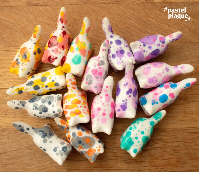 Handmade Painted Cute Quirky Clay Kitty Cat Figurine / Lucky - Etsy UK