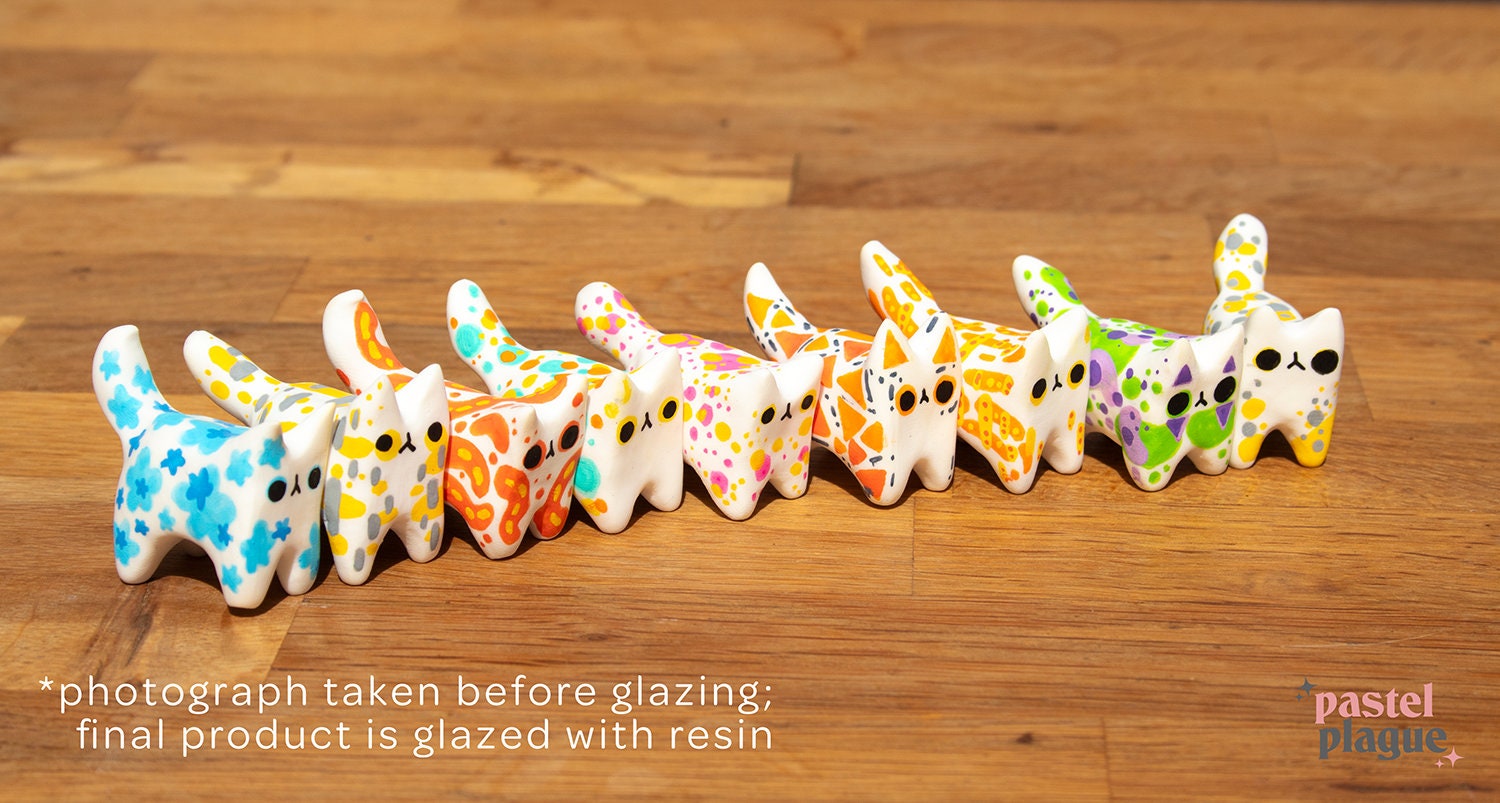 Handmade Painted Cute Quirky Clay Kitty Cat Figurine / Lucky - Etsy UK
