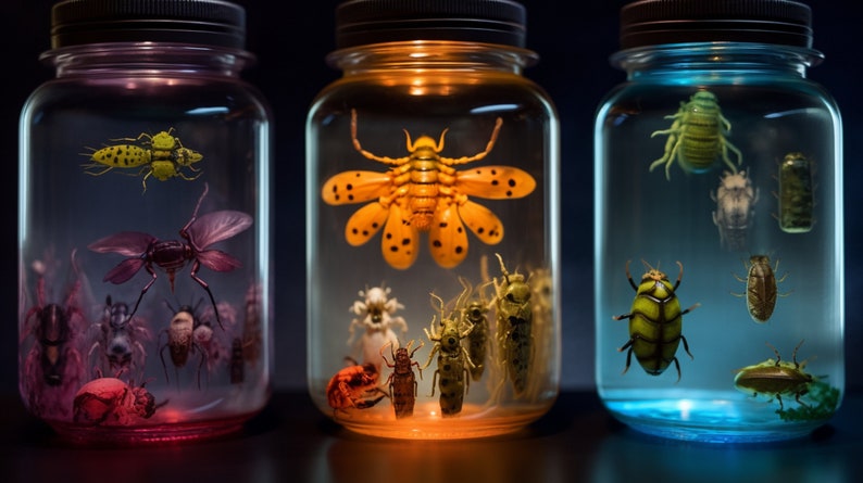 Alien Bugs in Jars Digital Sci-fi Art - Etsy