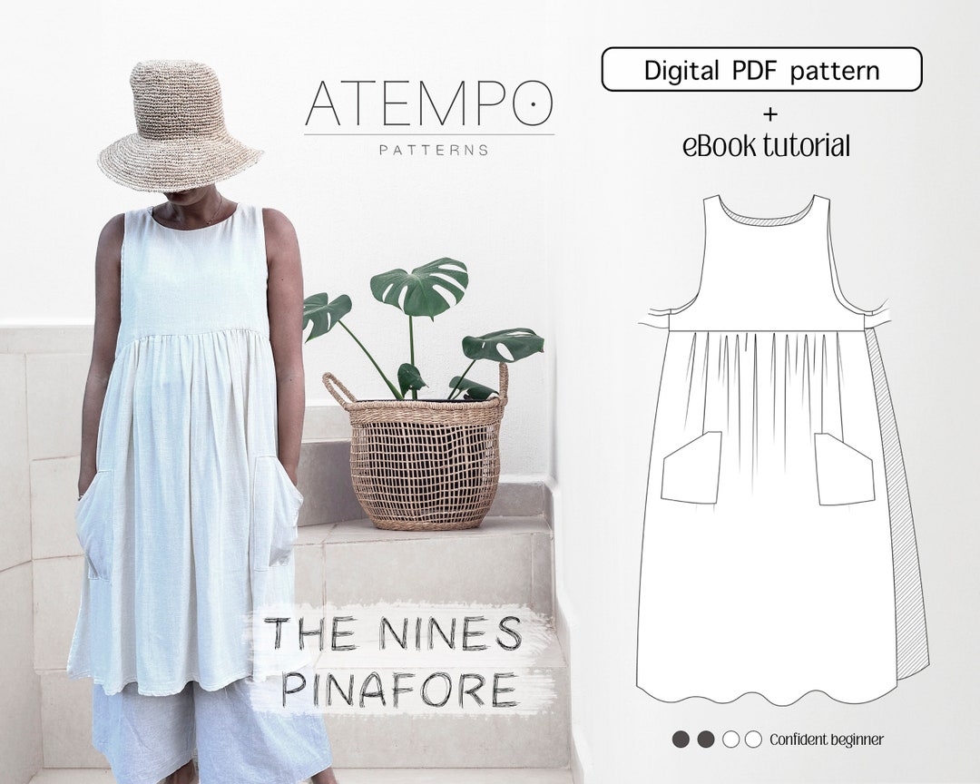 Woman Pinafore / Apron PDF Digital Sewing Pattern, Detailed Sewing ...