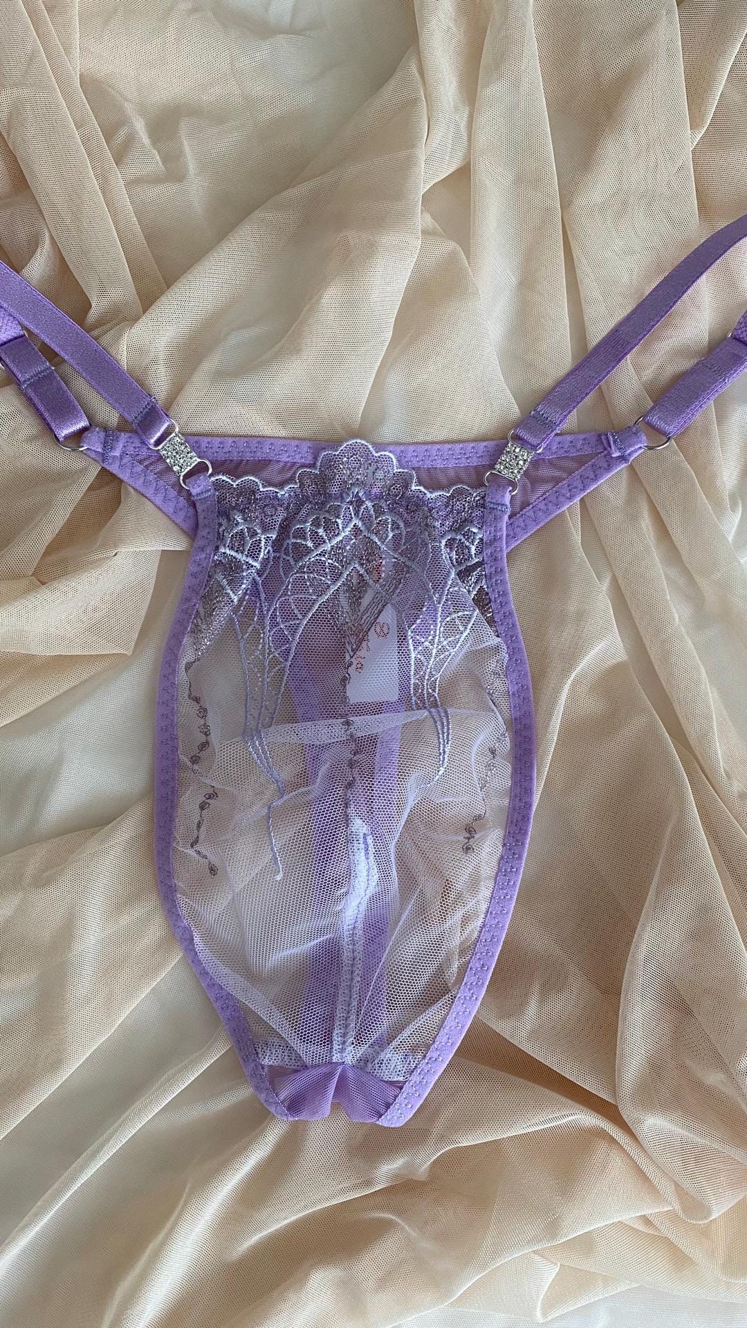 Men's Thongs, Transparent Thongs for Men, Small Thongs for Men, Purple ...