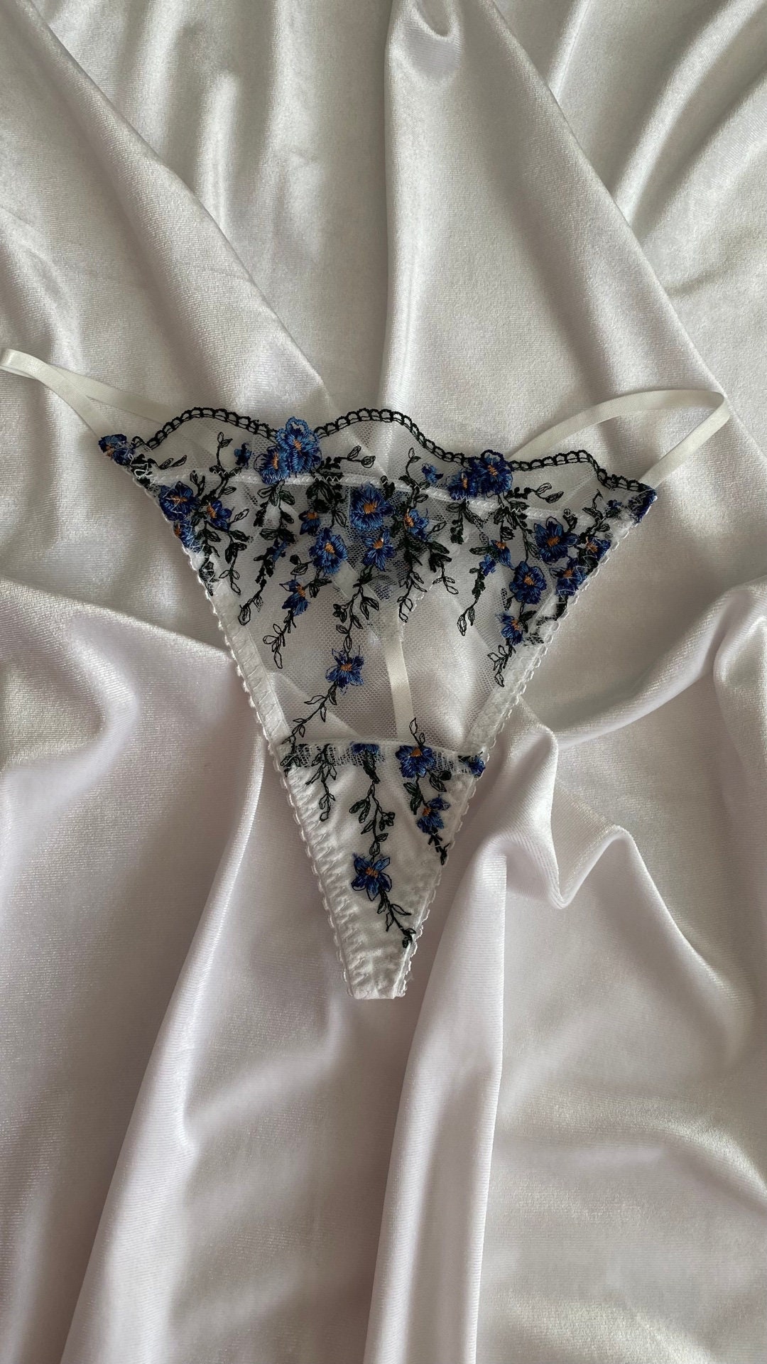 Women's Embroidery Thongs on Mesh, Lace Thongs, Thongs With Flowers ...