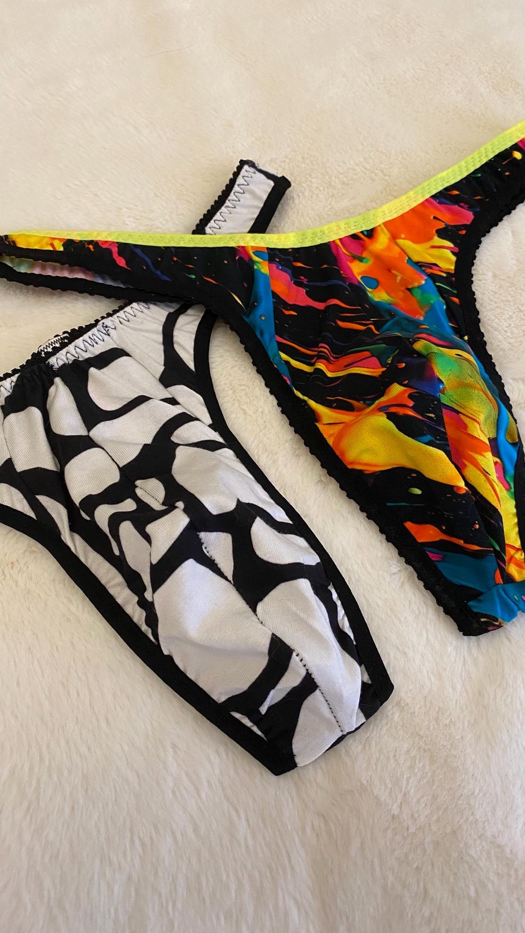 Men's Cotton Thongs, Set of Two Briefs, Colored Thongs for Men, High ...