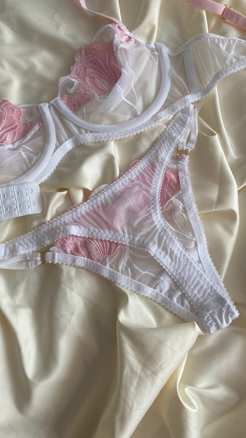 Lingerie Set, Underwear Set, Bra and String Set, Pink Lingerie, Pink ...