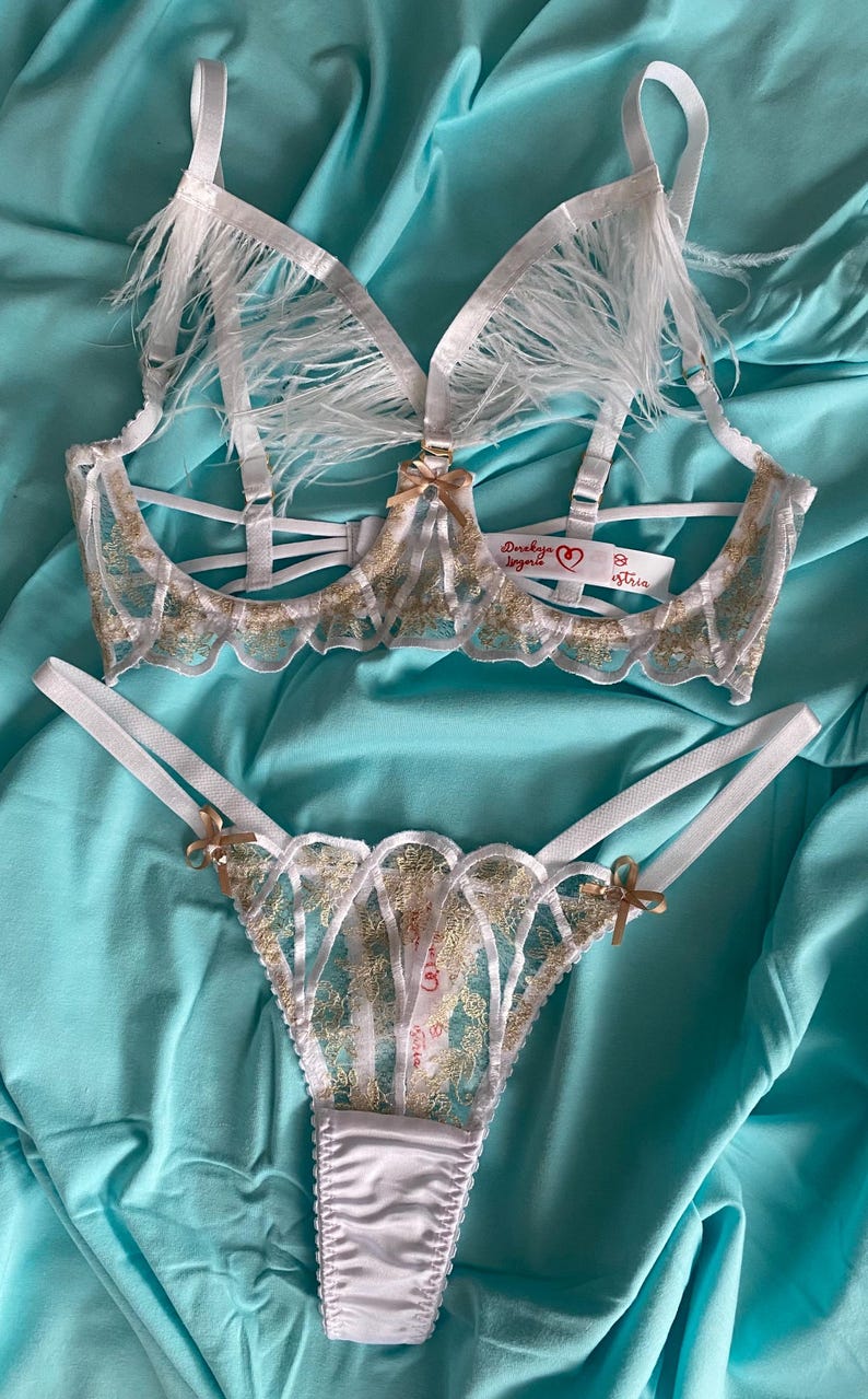 Open Bra, Feathered Bra, Sexy Bra, White Bra, Wedding Bra - Etsy