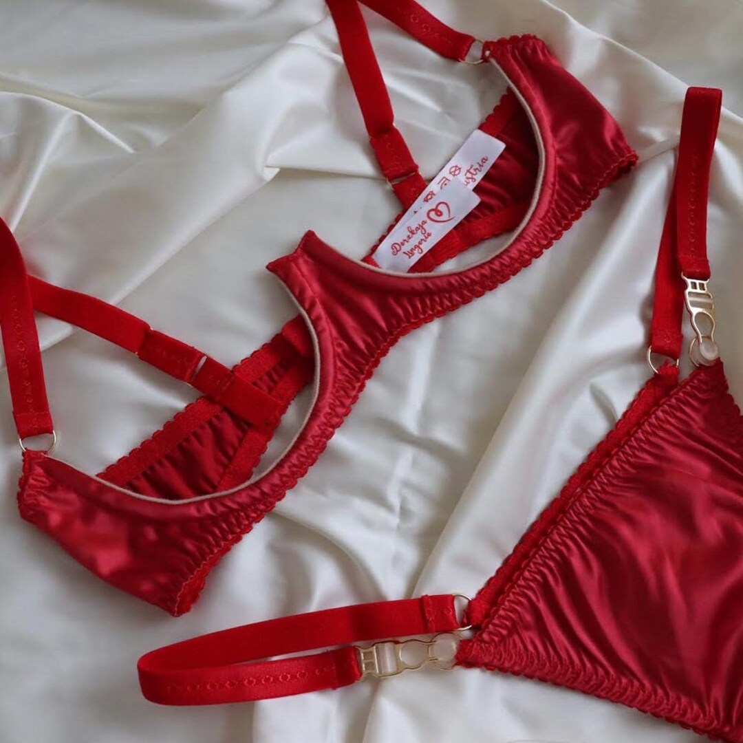 Open Bra, Red Bra, Satin Bra, Sexy Bra, Satin Lingerie, Satin Lingerie ...