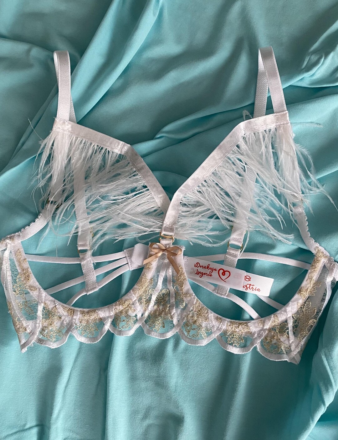 Open Bra, Feathered Bra, Sexy Bra, White Bra, Wedding Bra - Etsy