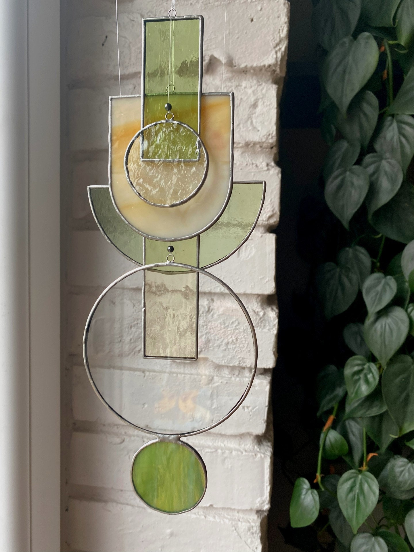 Modern Stained Glass, Mobile Suncatcher, Wall Hanging Decor - Etsy