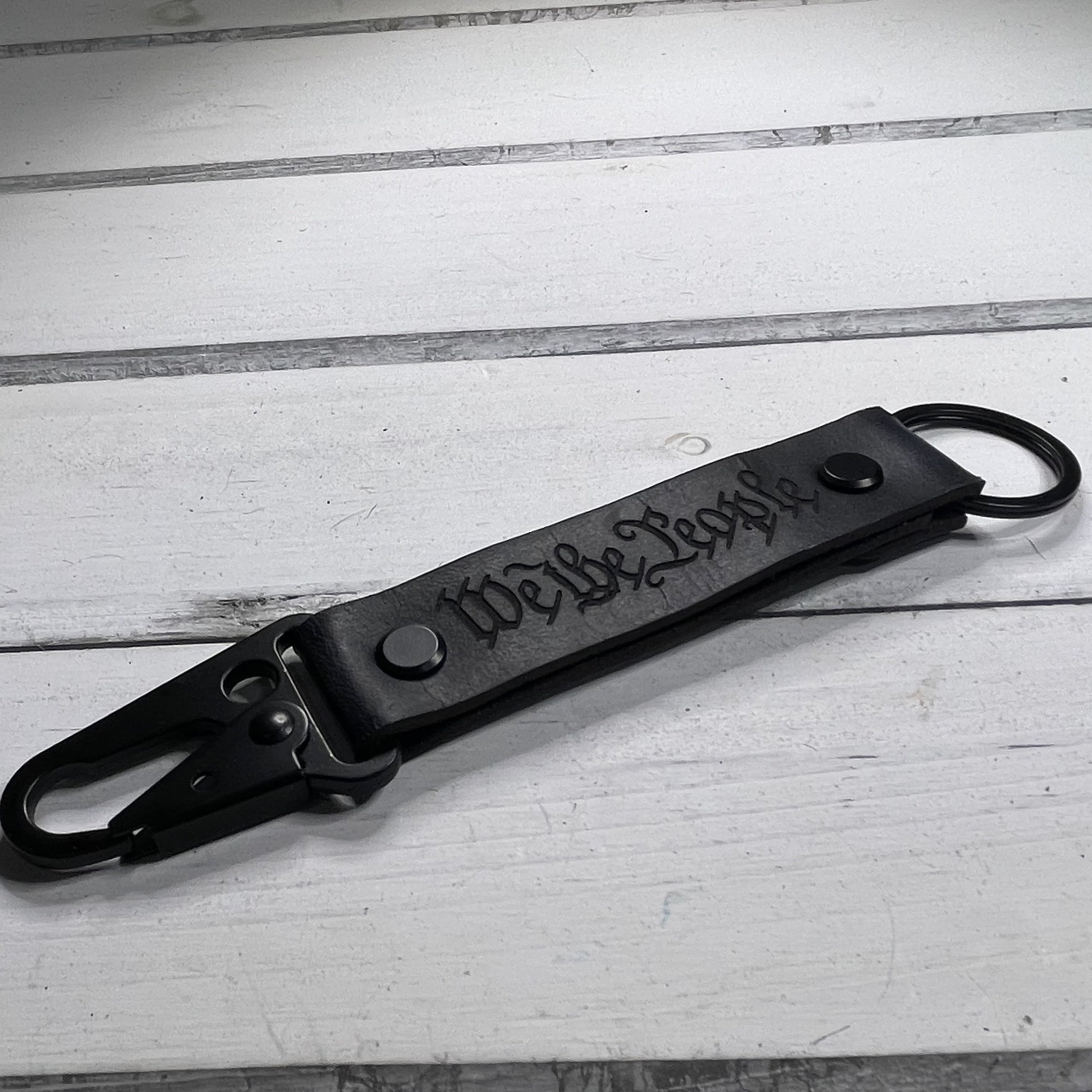 We the People Leather Keychain US Flag Engraved Flag Tactical Keyring ...