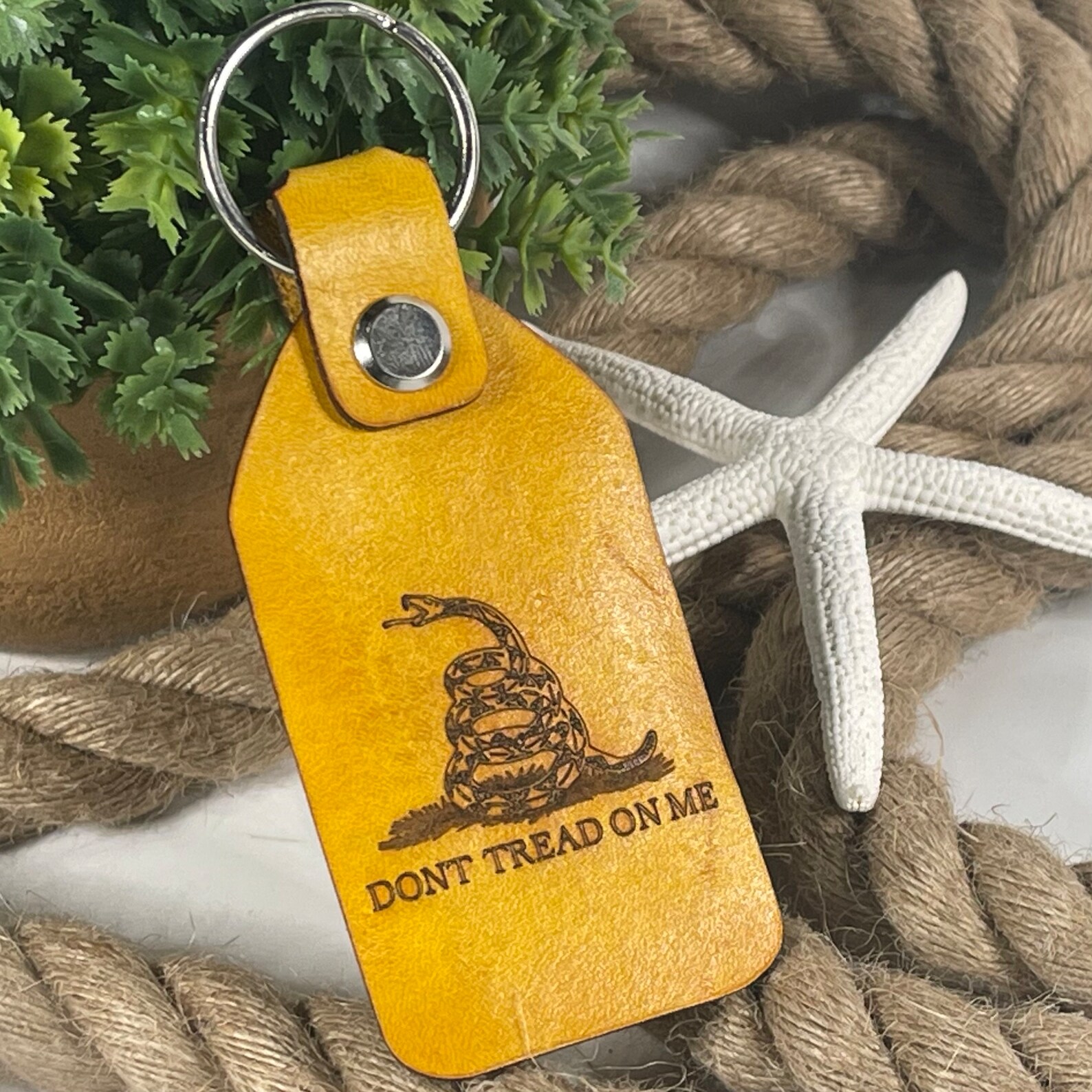 Don't Tread on Me Classic Leather Keychain | Snake Flag | Gadsden Flag ...