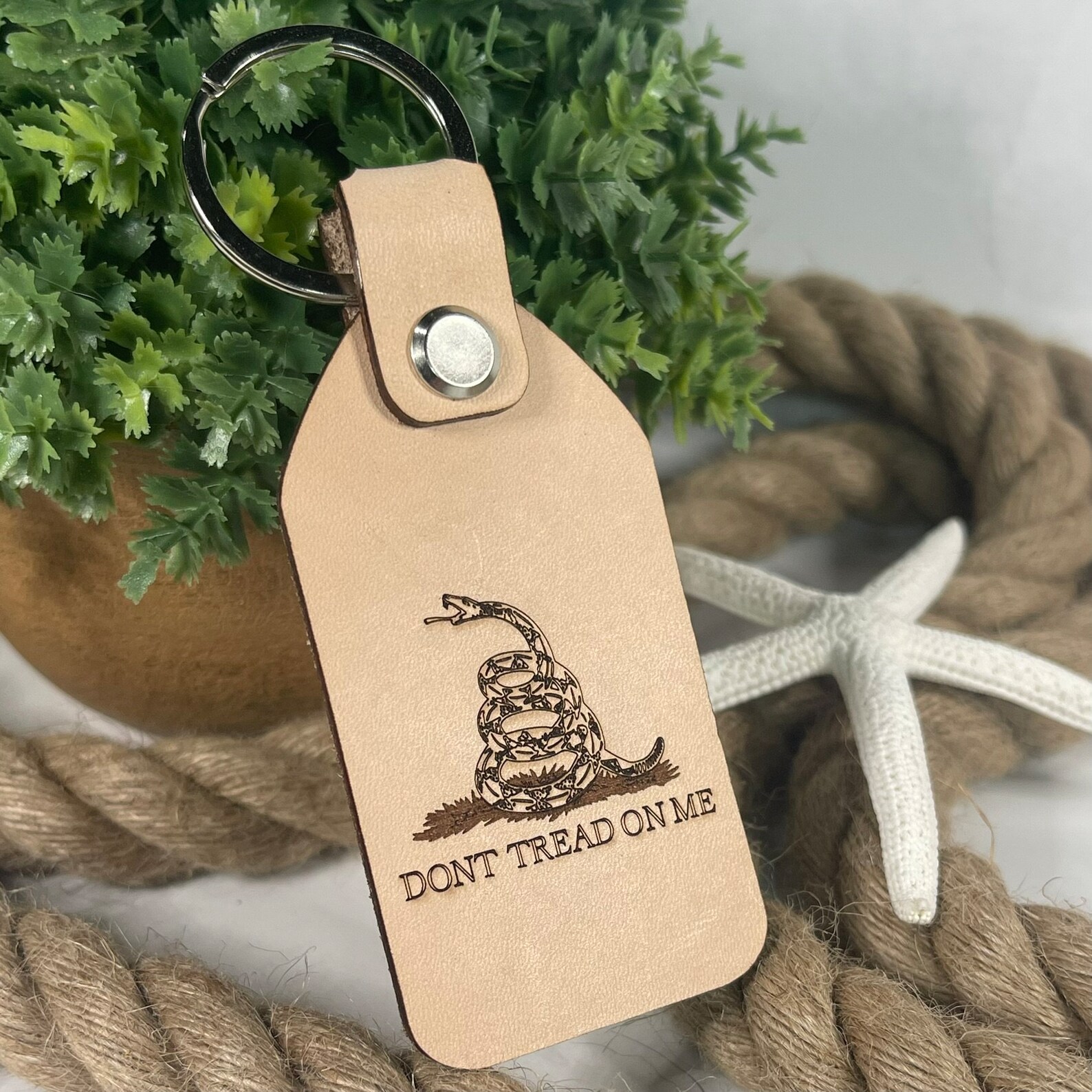 Don't Tread on Me Classic Leather Keychain | Snake Flag | Gadsden Flag ...