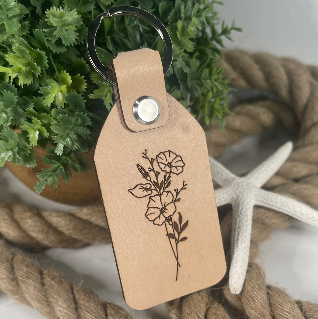 Personalized Birth Month Flower Keychain | Custom Keychain | Gift for ...