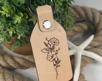 Personalized Birth Flower Keychain,engraved Initial Letter Name Keying Birthday Gifts for Her ...