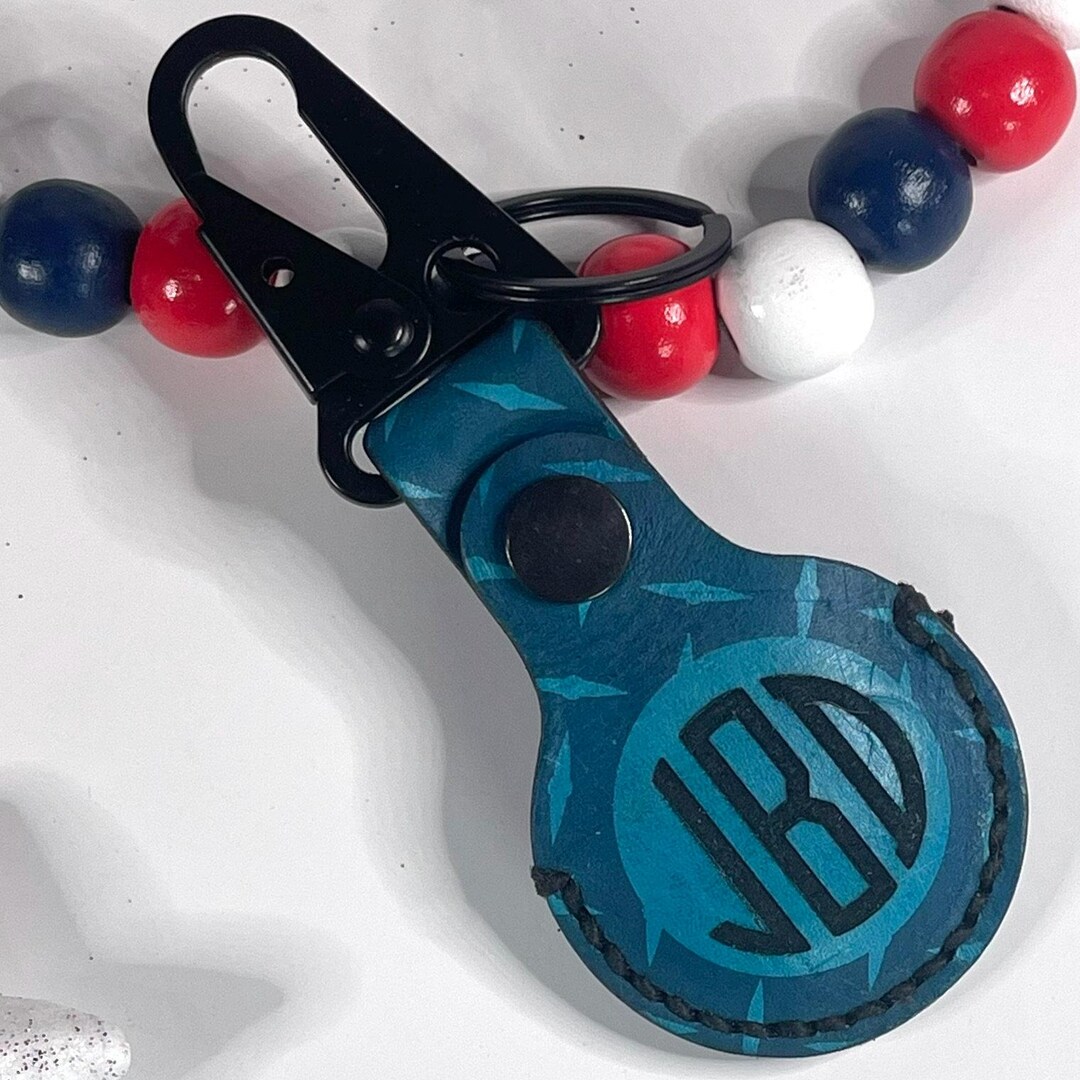 Leather AirTag Keychain | Diamond Plate | Air Tag Holder | Monogram ...