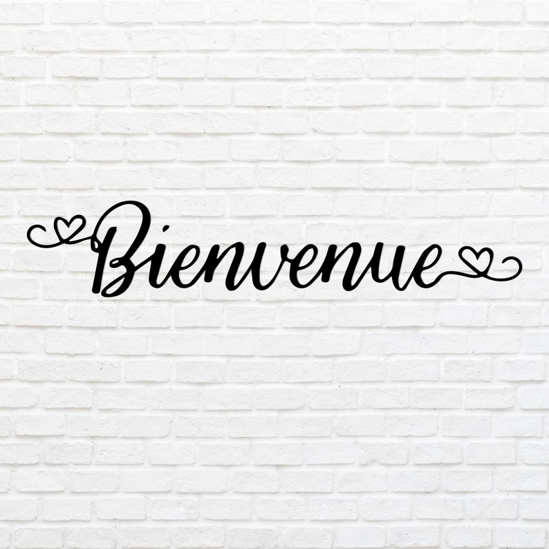 Bienvenue Sign Metal Wall Art Minimalist Line Art Bienvenue - Etsy