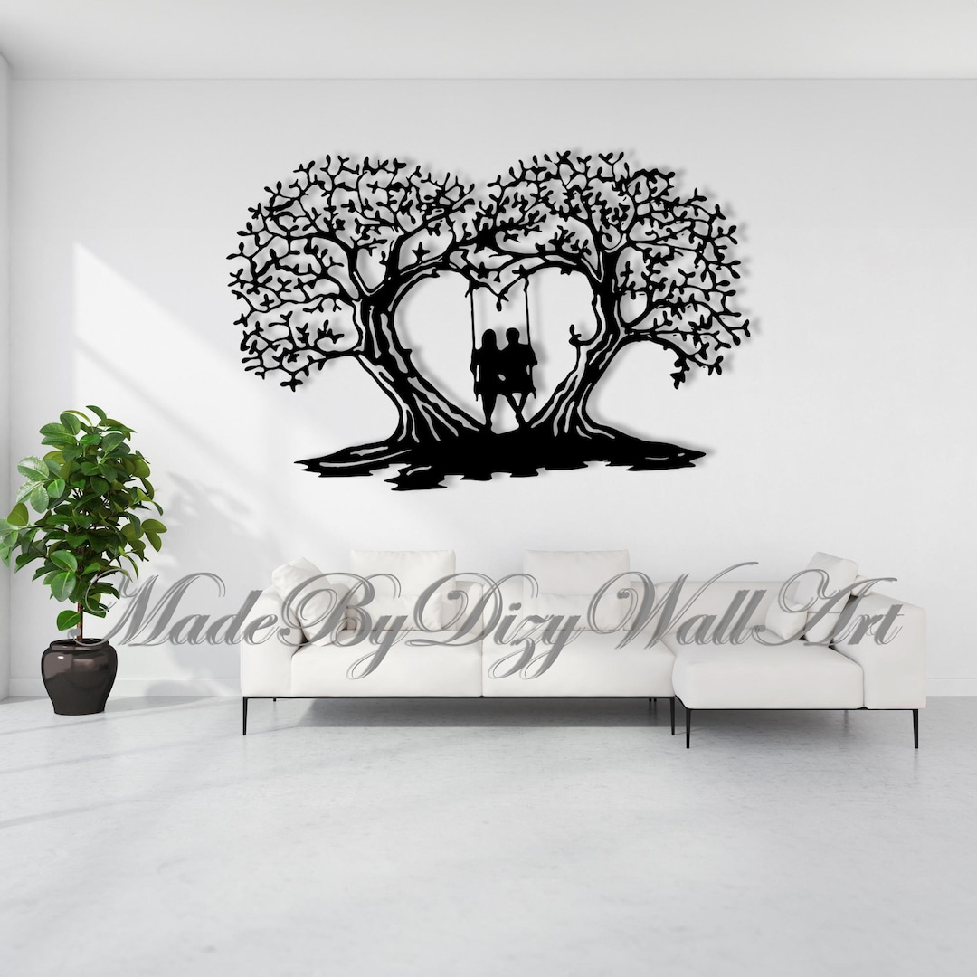 Tree of Love Metal Wall Art, Couple on Swing Christmas Tree Decor ...