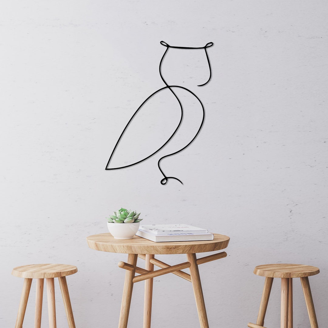 Line Owl Metal Wall Art, Minimalist Line Art, Animal Wall Art, Metal ...