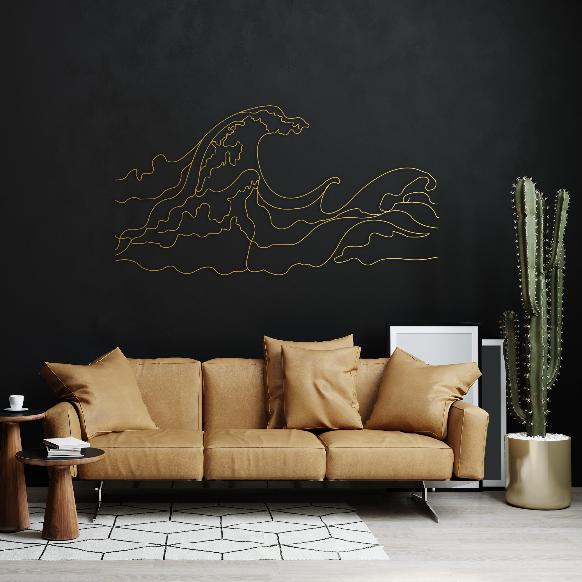 Great Waves Metal Wall Art Minimalist Line Art Metal Wall - Etsy