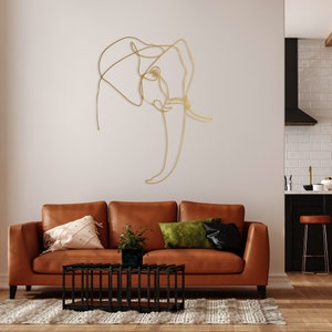 Elephant Metal Wall Art: Minimalist Line Decor - Etsy