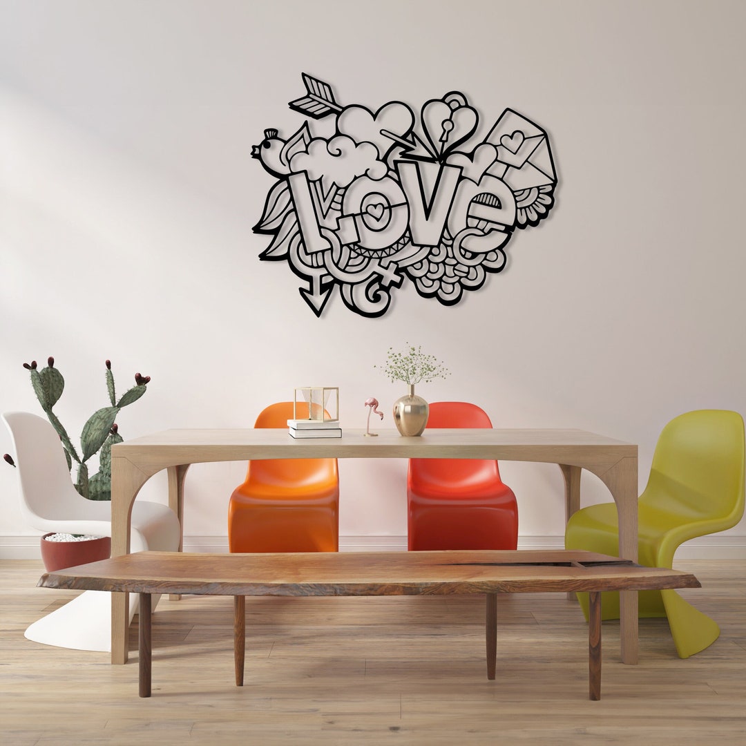 Love Wall Art, Lovers Wall Decor, Minimalist Line Art, Metal Wall Decor ...