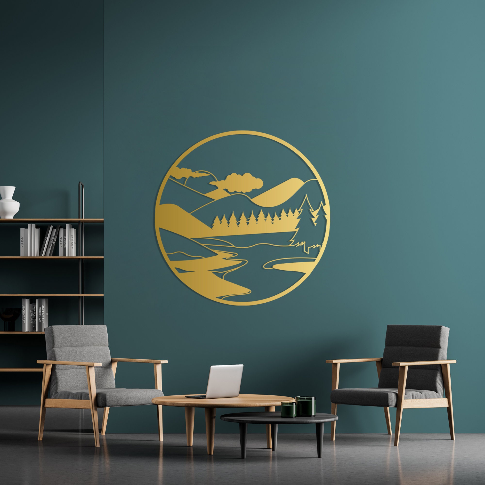 Shady Mountain Metal Wall Art: Minimalist Landscape Decor - Etsy