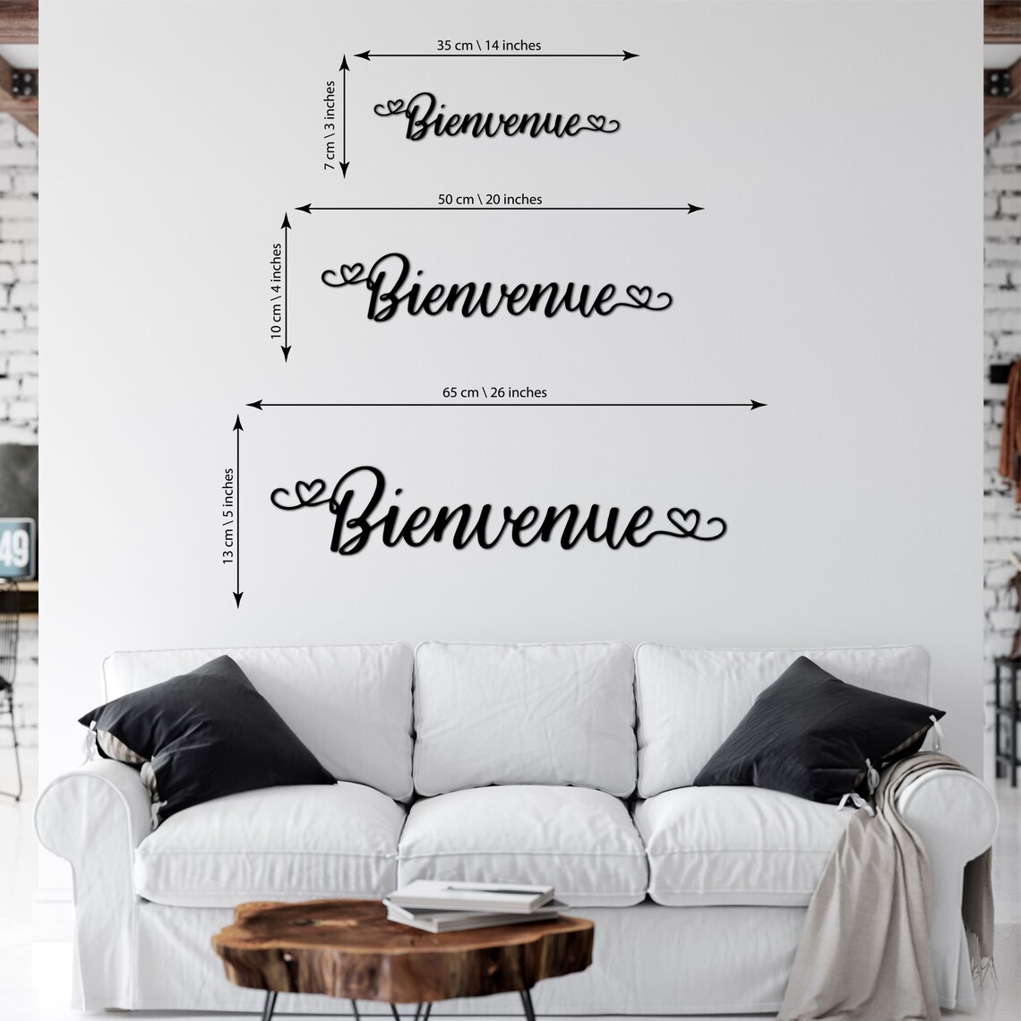 Bienvenue Metal Wall Art: Minimalist French Welcome Sign - Etsy