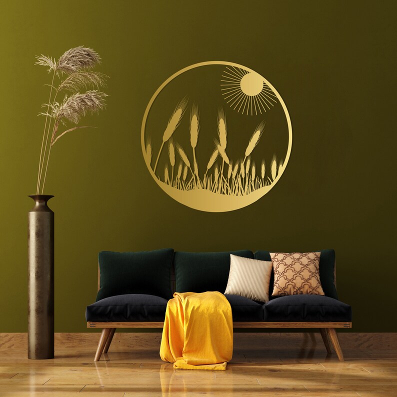 Field of Wheat Metal Wall Art Minimalist Line Art Landscape - Etsy