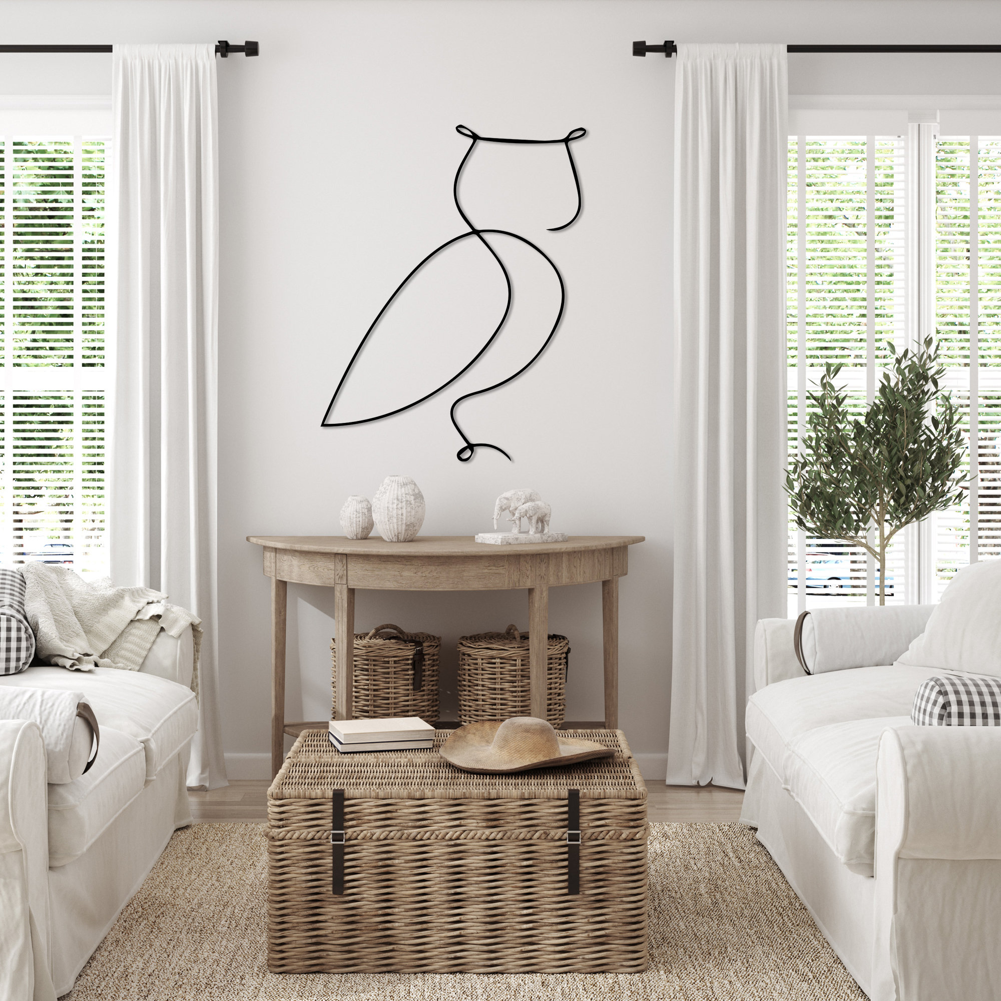 Line Owl Metal Wall Art Minimalist Line Art Animal Wall Art - Etsy
