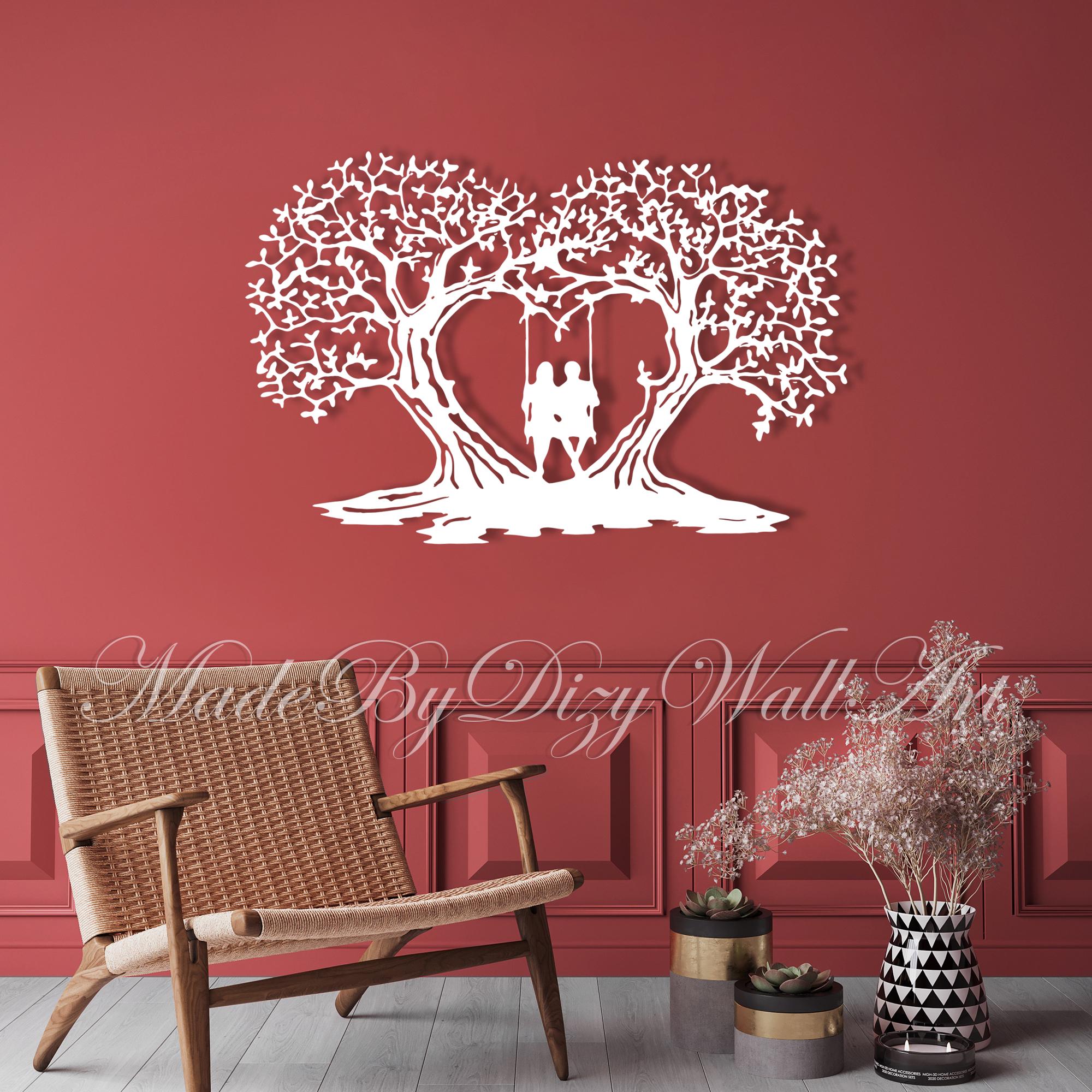 Tree of Love Metal Wall Art: Couple on Swing, Heart Tree Decor - Etsy