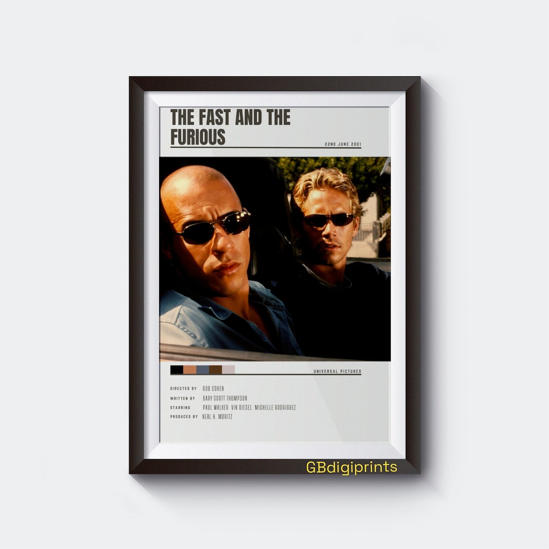 FAST & THE FURIOUS Movie Poster Digital Download Gift Idea - Etsy Australia