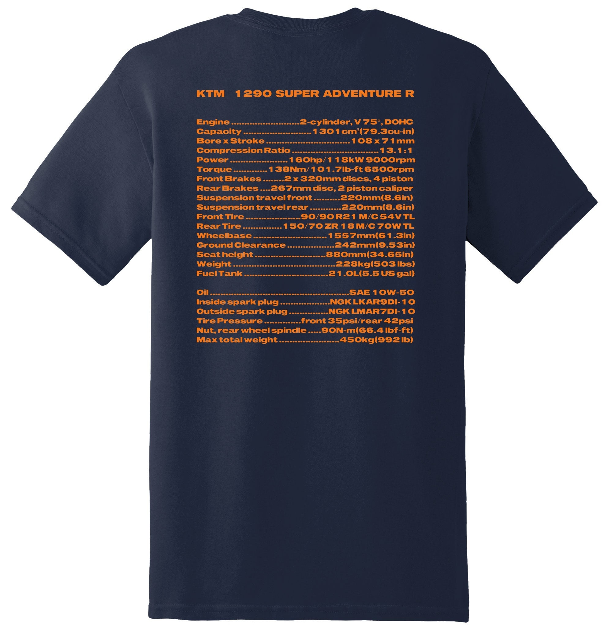 Cool KTM 1290 SUPER Adventure R Motorcycle T-shirt With Technical ...