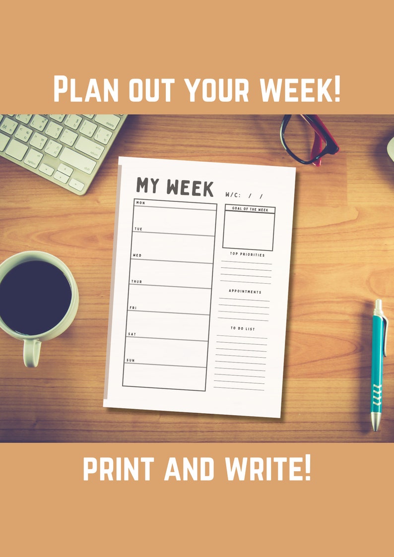 WEEKLY PLANNER With Sections /// Download, Print, Write /// Unlimited ...