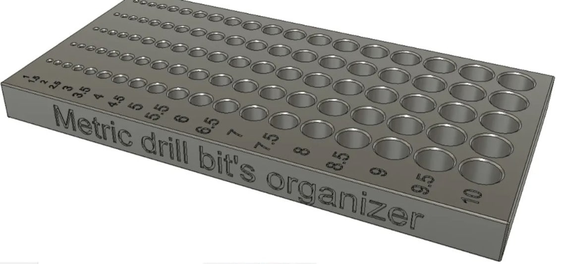 Metric Drill Bit Holder Organizer - Holds 95 Pcs, 1mm to 10mm, Durable Plastic Storage, Workshop ...