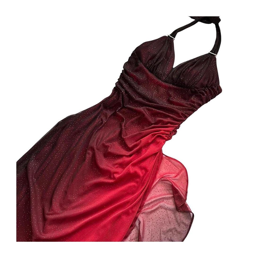 Red Ombré Mesh Evening Dress Prom Dress Wedding Formal Party Cocktail ...