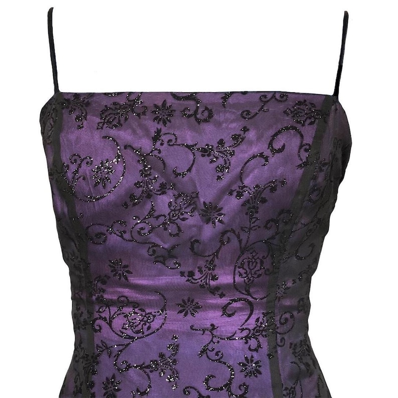 90s Vampy Gothic Mesh Overlay Glitter Prom Dress Purple Black Etsy