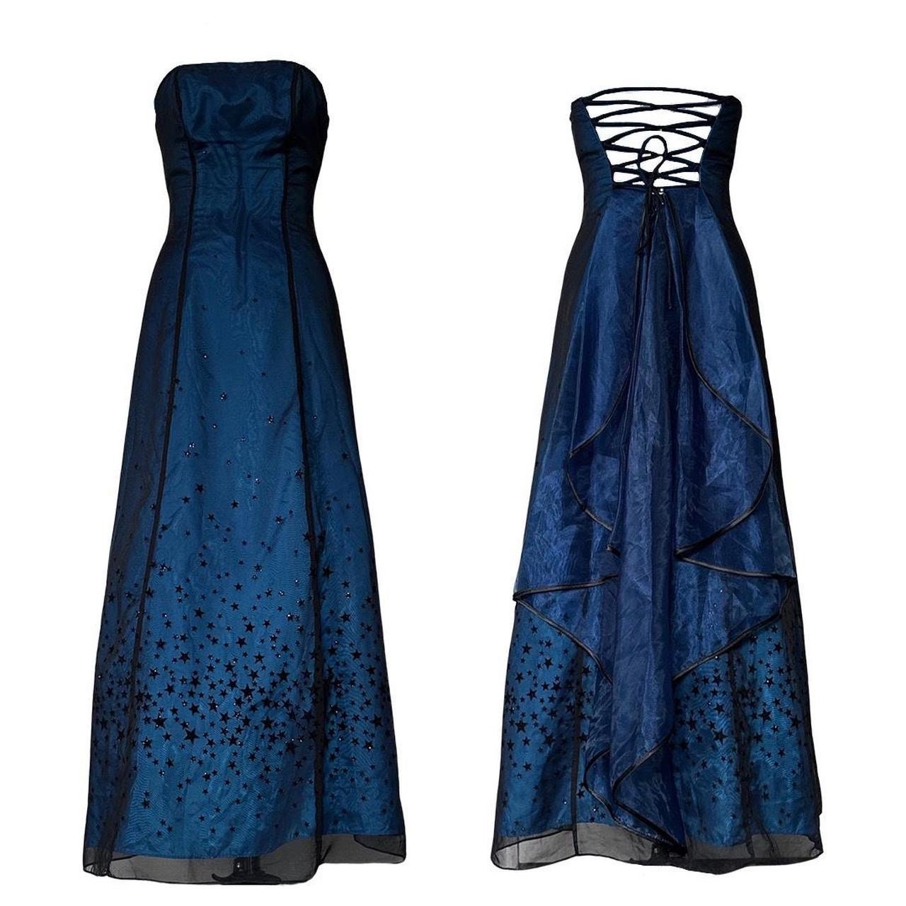 Blue Star Gothic Maxi Dress Bandeau Prom Dress Vampy Evening Dress ...