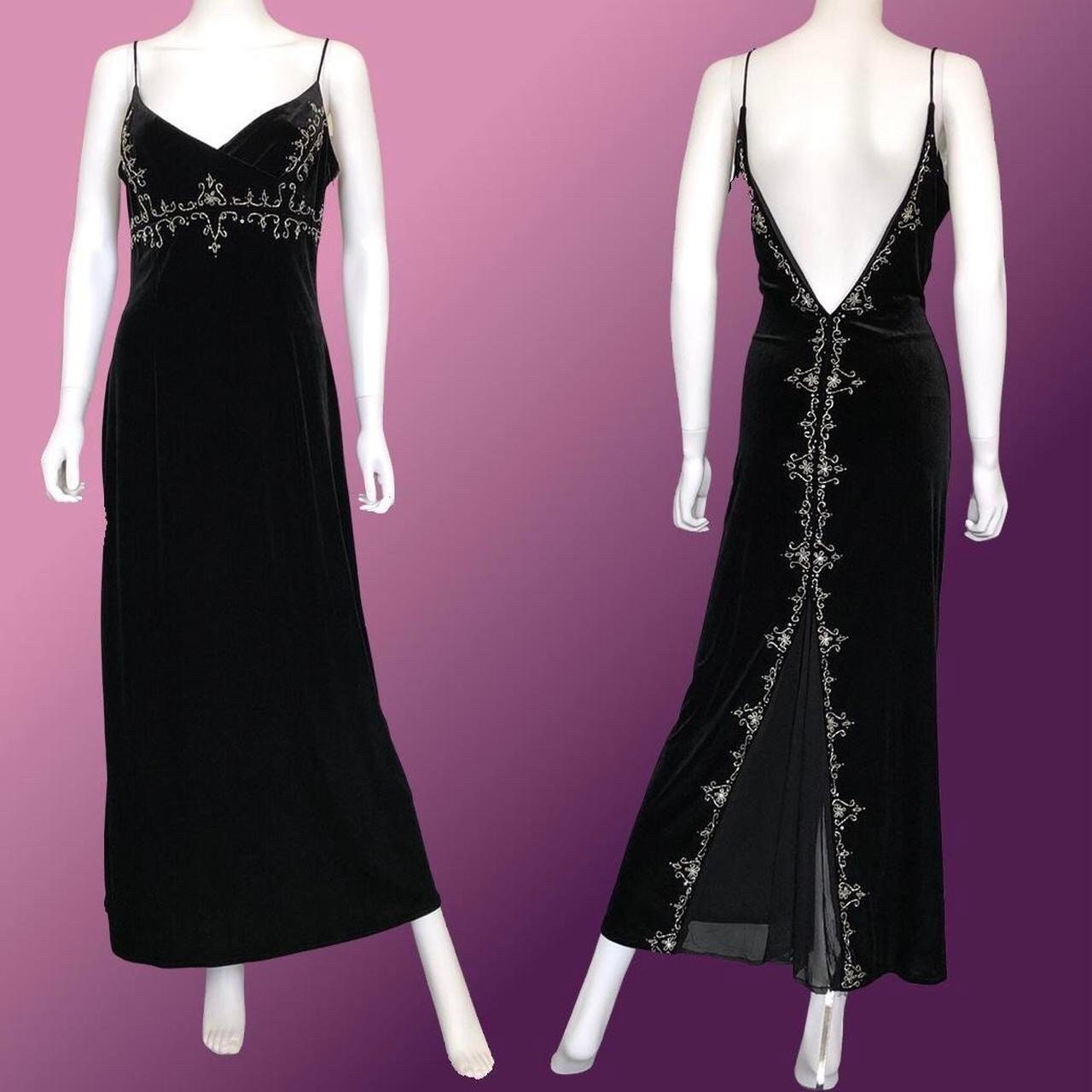 Gothic Velvet Beaded Prom Evening Dress Wedding Formal Mesh Cut Out ...