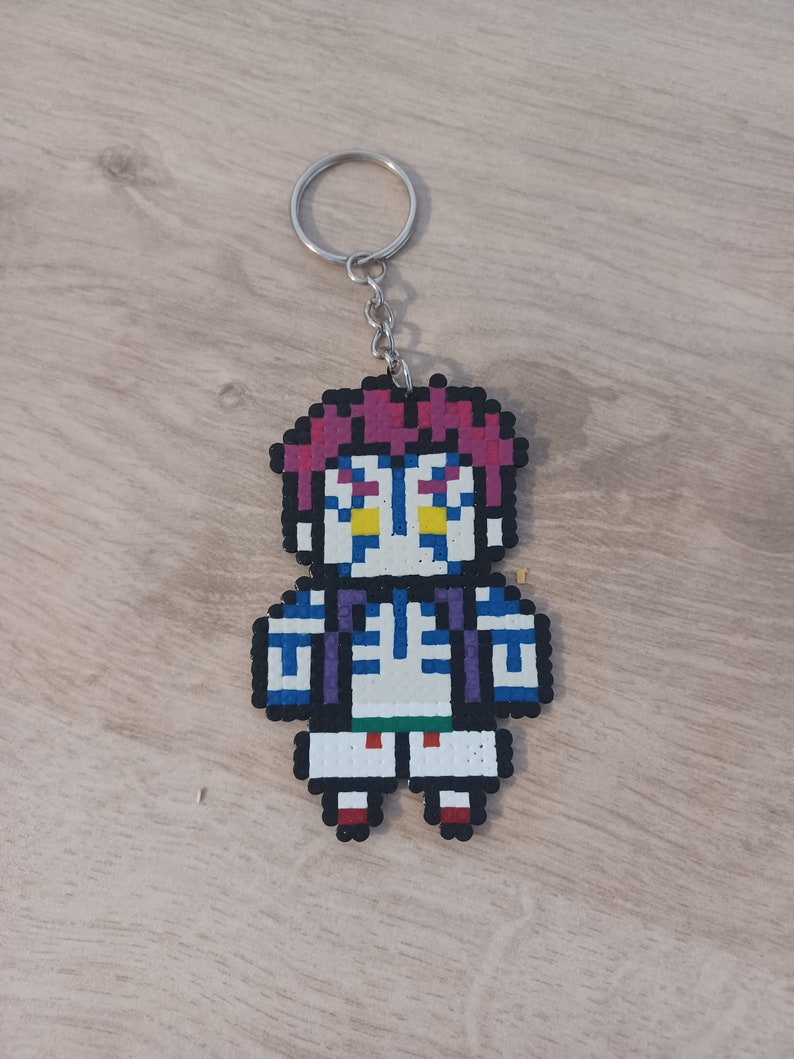 Akaza Keychain From Demon Slayer in Mini Hama Bead. - Etsy