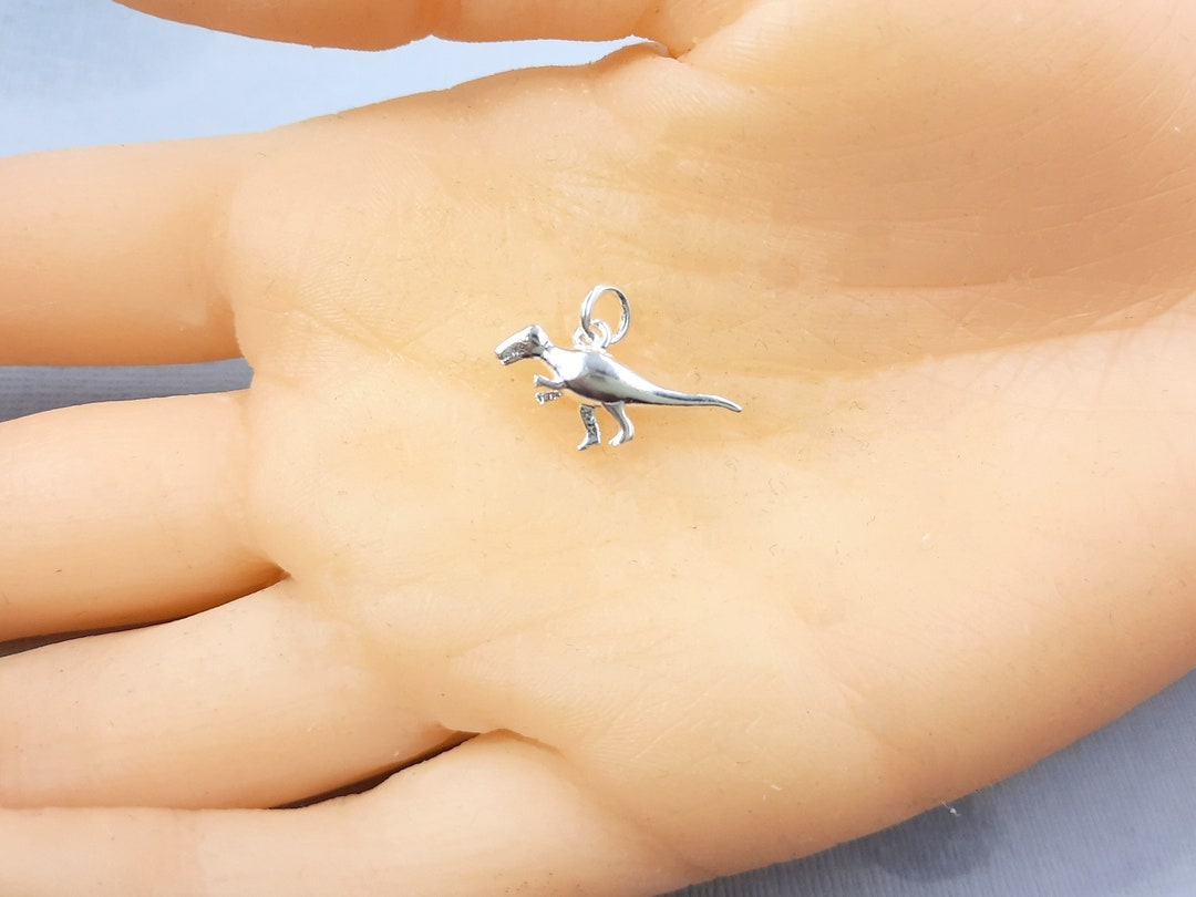 Silver T-rex Dinosaur Charm / 925 Sterling Silver / Jewellery Necklace ...