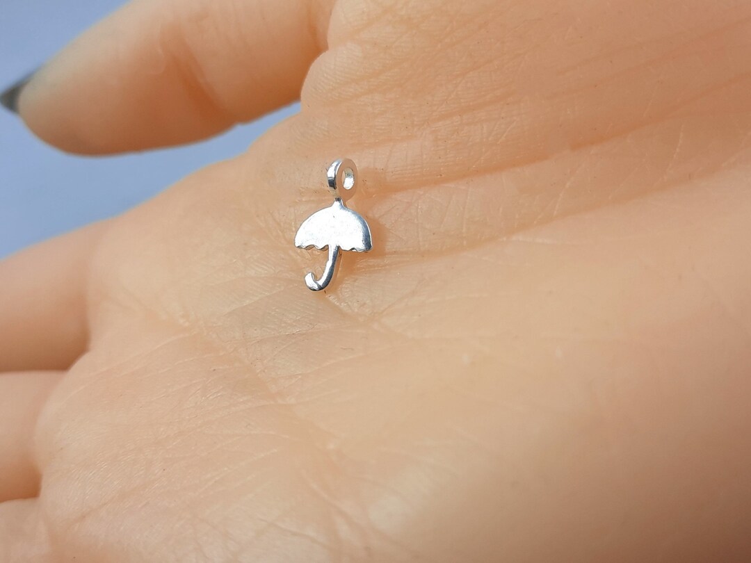 Silver Umbrella Charm / 925 Sterling Silver Pendant / Necklace ...