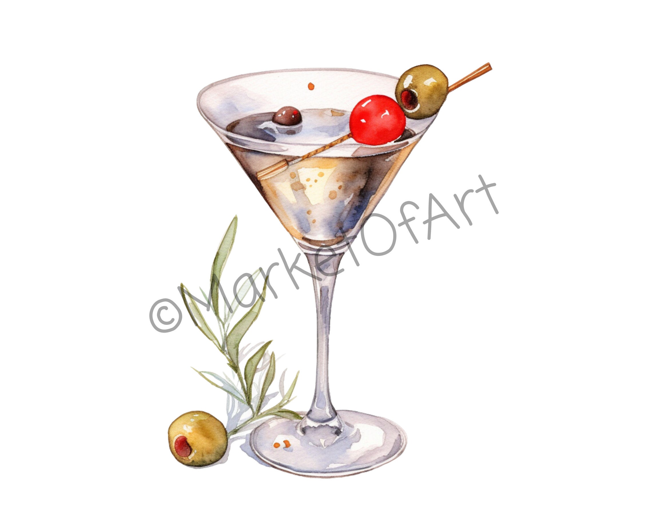 20 Watercolor Cocktail Clipart Images Watercolor Clipart High Quality Pngs Printable Martini