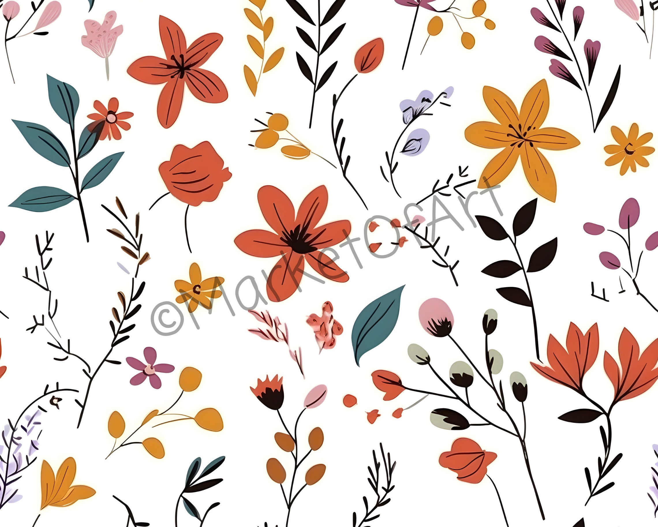 13 Seamless Digital Floral Patterns for Scrapbooking/design | Digital ...