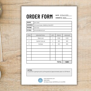 Professional Canva Order Form Template | Minimalistic Design ...