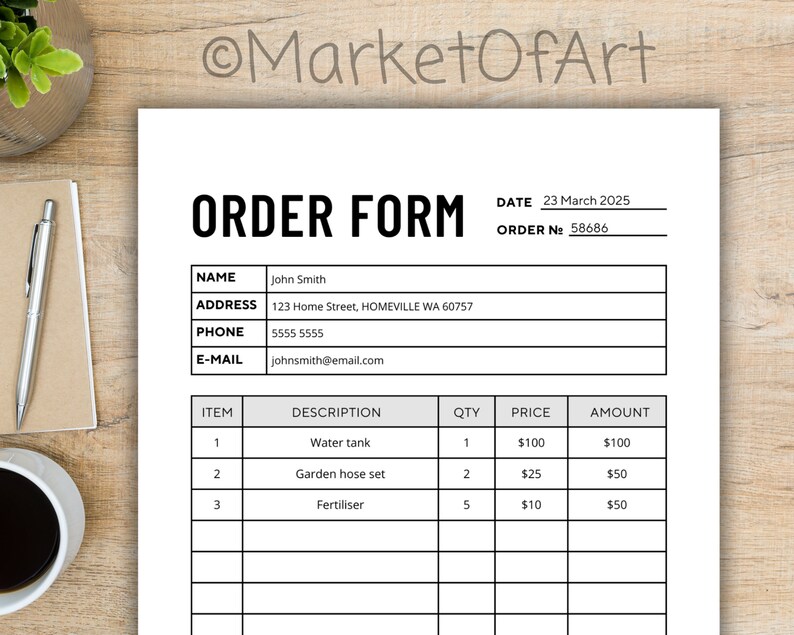 Professional Canva Order Form Template | Minimalistic Design ...