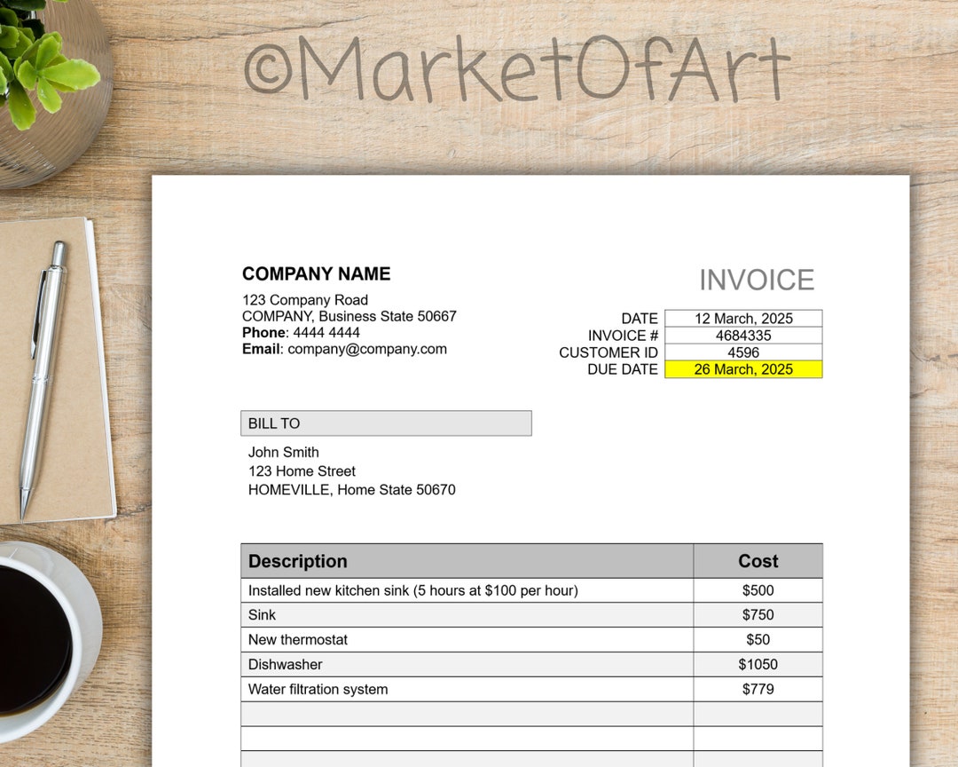 Boxed Simple Invoice Template (for Small Businesses) | Microsoft Word ...