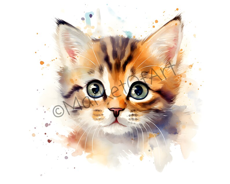 15 Adorable Kittens Watercolor Clipart | Cute Kittens Clipart | High ...
