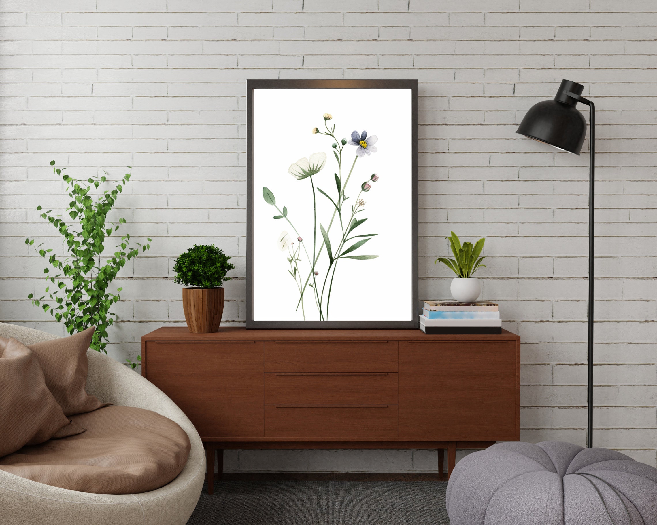 Printable Wall Flower Art, Set of 3 Wall Prints, Watercolor Flower ...