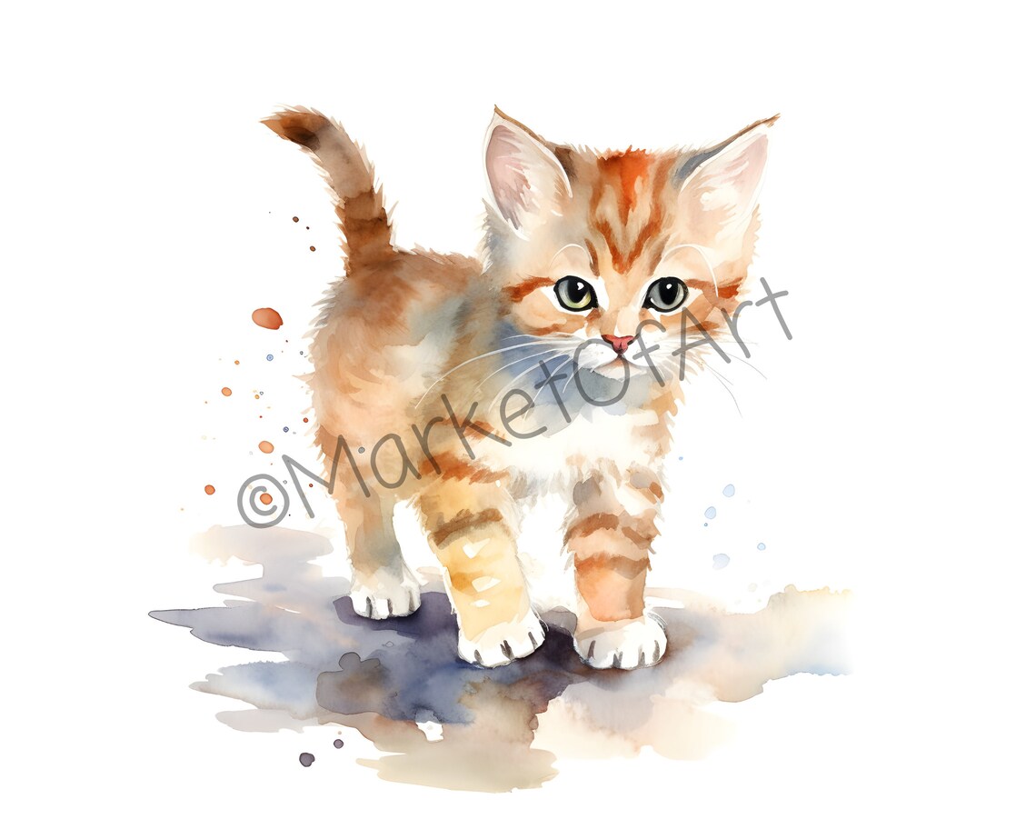 15 Adorable Kittens Watercolor Clipart Cute Kittens Clipart - Etsy